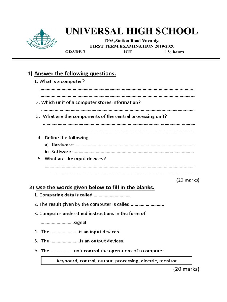 Grade 03 ICT | PDF | Input/Output | Computer Keyboard