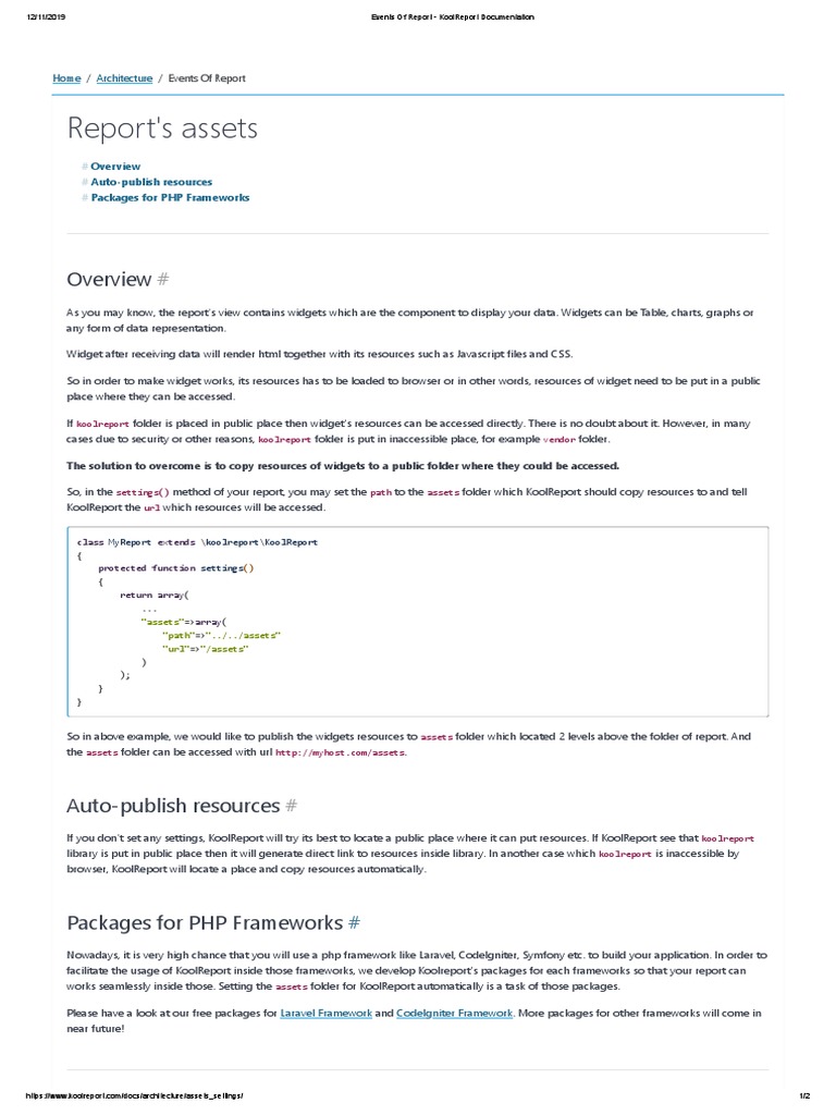 Events of Report - KoolReport Documentation | PDF | Java Script | Hypertext