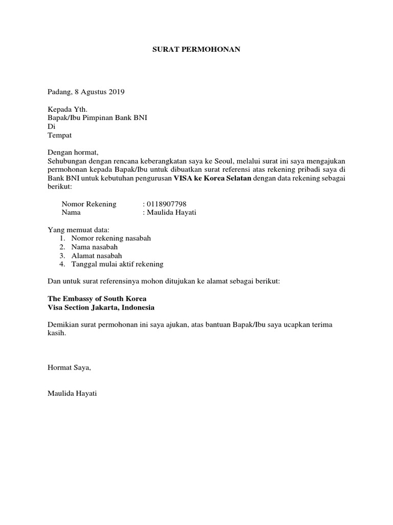 Permohonan Referensi Bank BNI | PDF