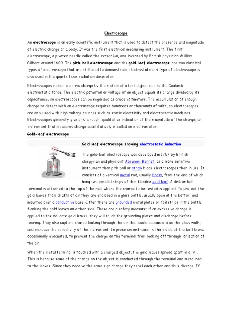 Electroscope | PDF | Electromagnetism | Force