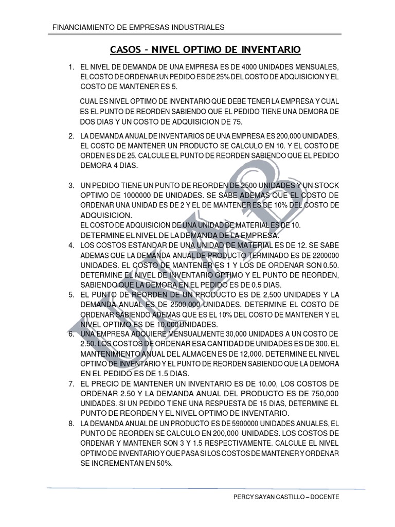 Inventario Optimo PDF | PDF | Inventario | Economias