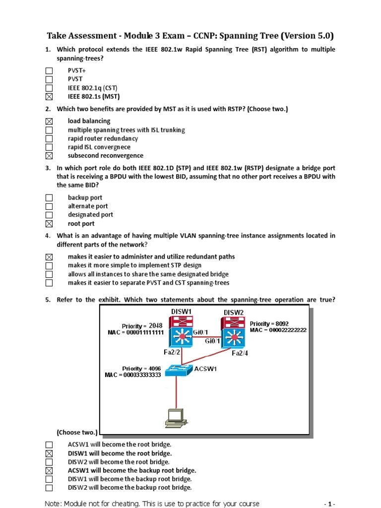 CCNP Spanning Tree Exam Prep | PDF | Physical Layer Protocols | Telecommunications