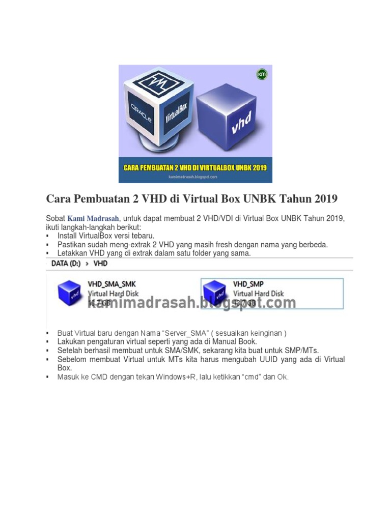Panduan 2 VHD di VirtualBox UNBK | PDF | Komputer