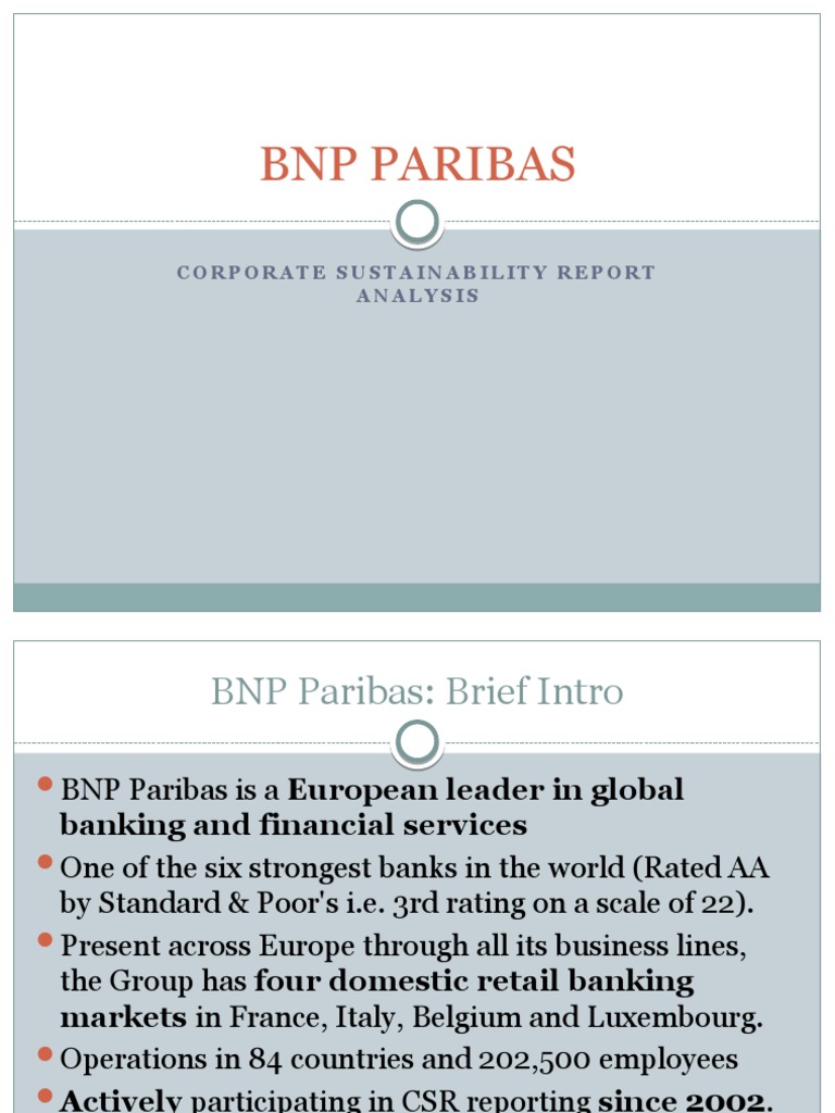 BNP Paribas: Corporate Sustainability Report Analysis | PDF | Corporate Social Responsibility ...