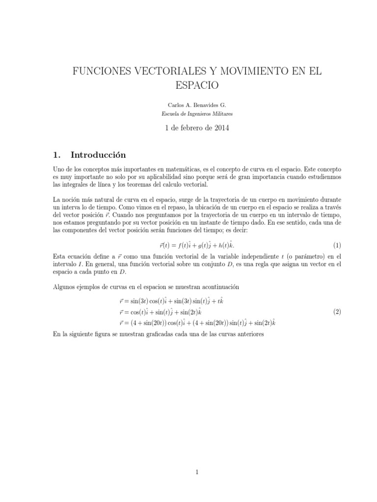 Funciones Vectoriales | PDF | Vector Euclidiano | Derivado