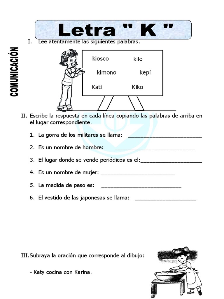 Actividades con la letra K para niños | PDF | Artes del Lenguaje y ...