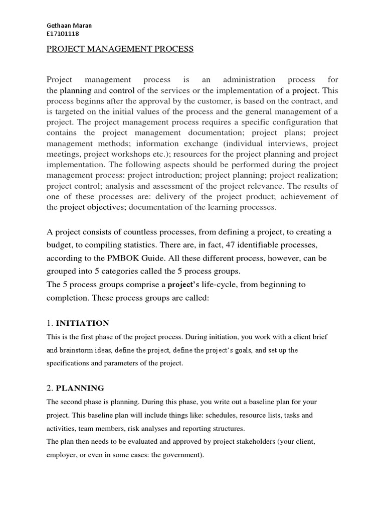Project Management Process | PDF | Project Management | Computing