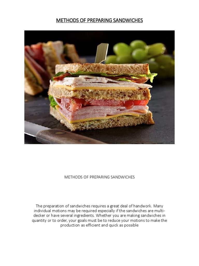 METHODS of Preparing Sandwiches | PDF | Sandwich | Salad