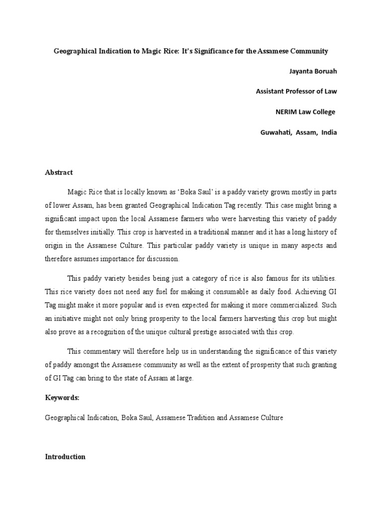 Boka Saul: Assam's Magic Rice GI Tag | PDF | Rice | Food And Drink