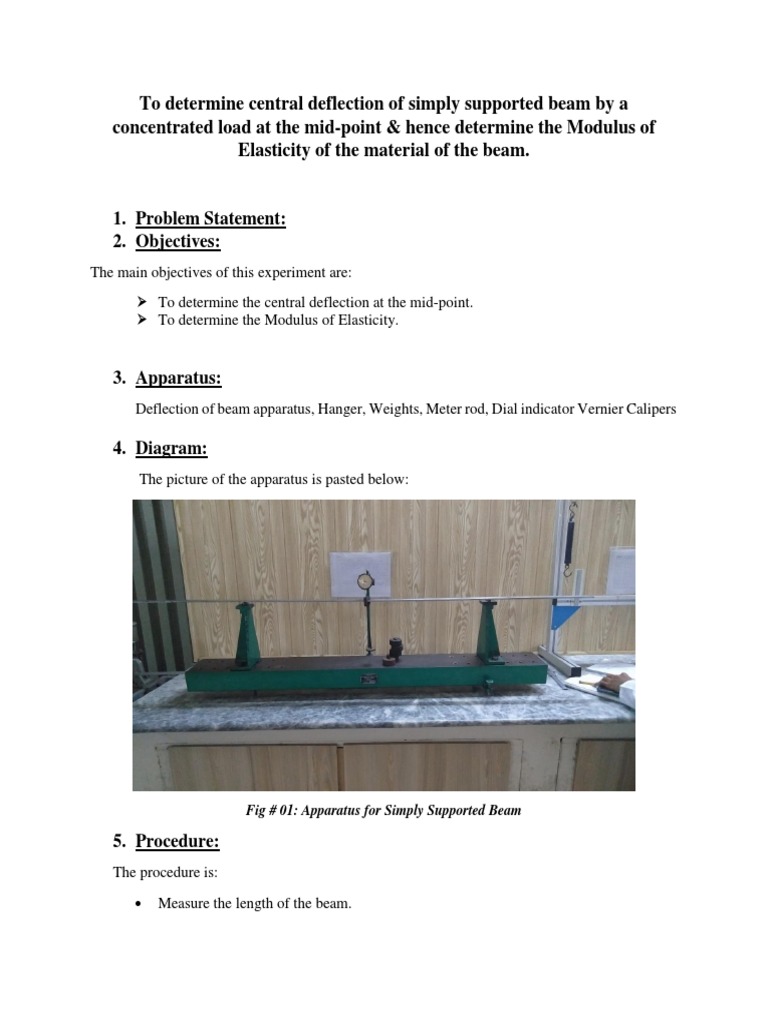 To Determine Central Deflection of Simply Supported Beam by A ...