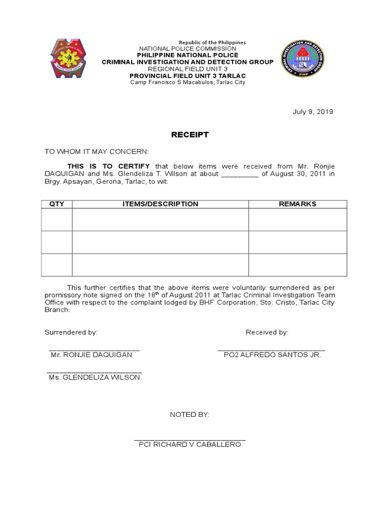 Acknowledgement Receipt | Loans | Interest | Free 30-day Trial | Scribd