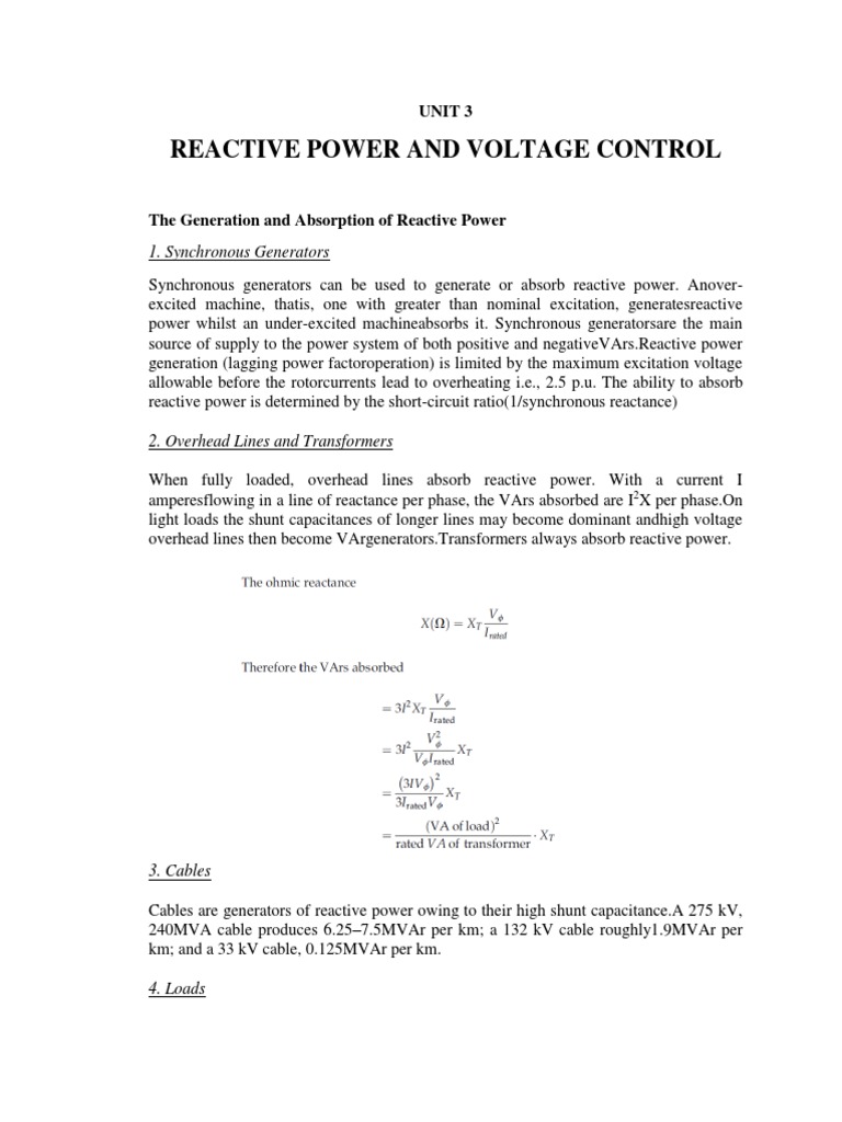 Reactive Power and Voltage Control | PDF | Capacitor | Ac Power