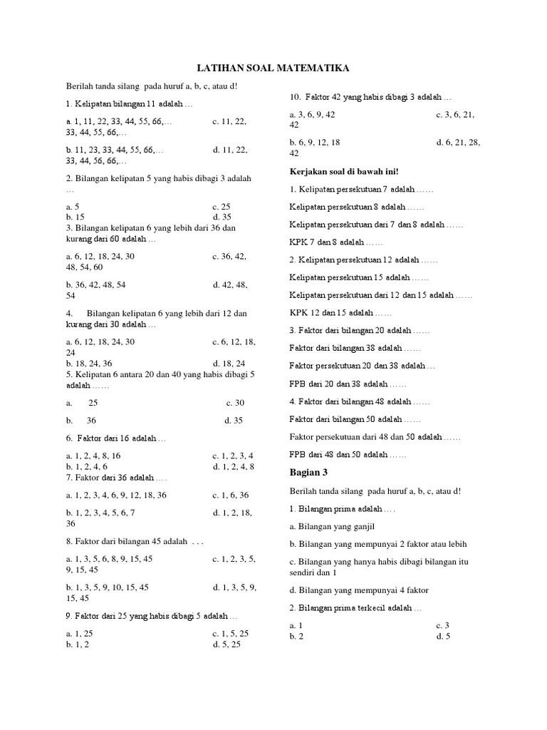 Latihan Soal Matematika | PDF