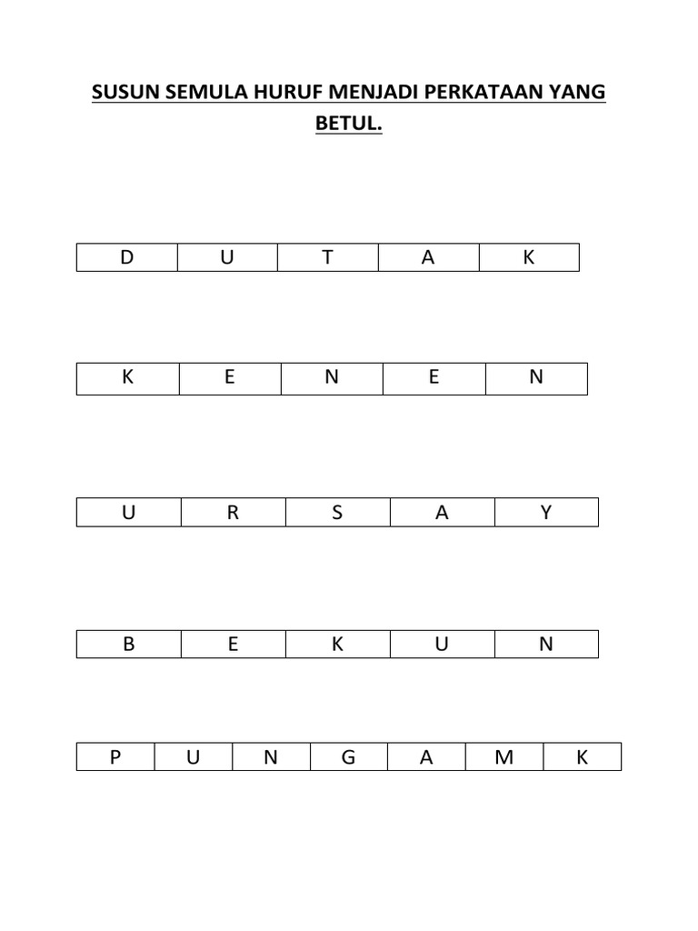 Susun Semula Huruf Menjadi Perkataan Yang Betul | PDF
