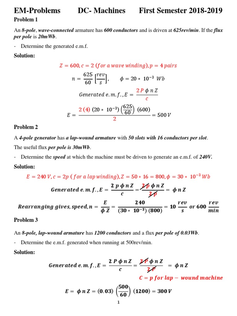DC-Machines Problems & Solutions | PDF | Electric Motor | Power (Physics)