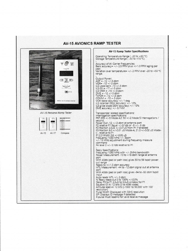 Av-15 Avionics Ramp Tester | PDF