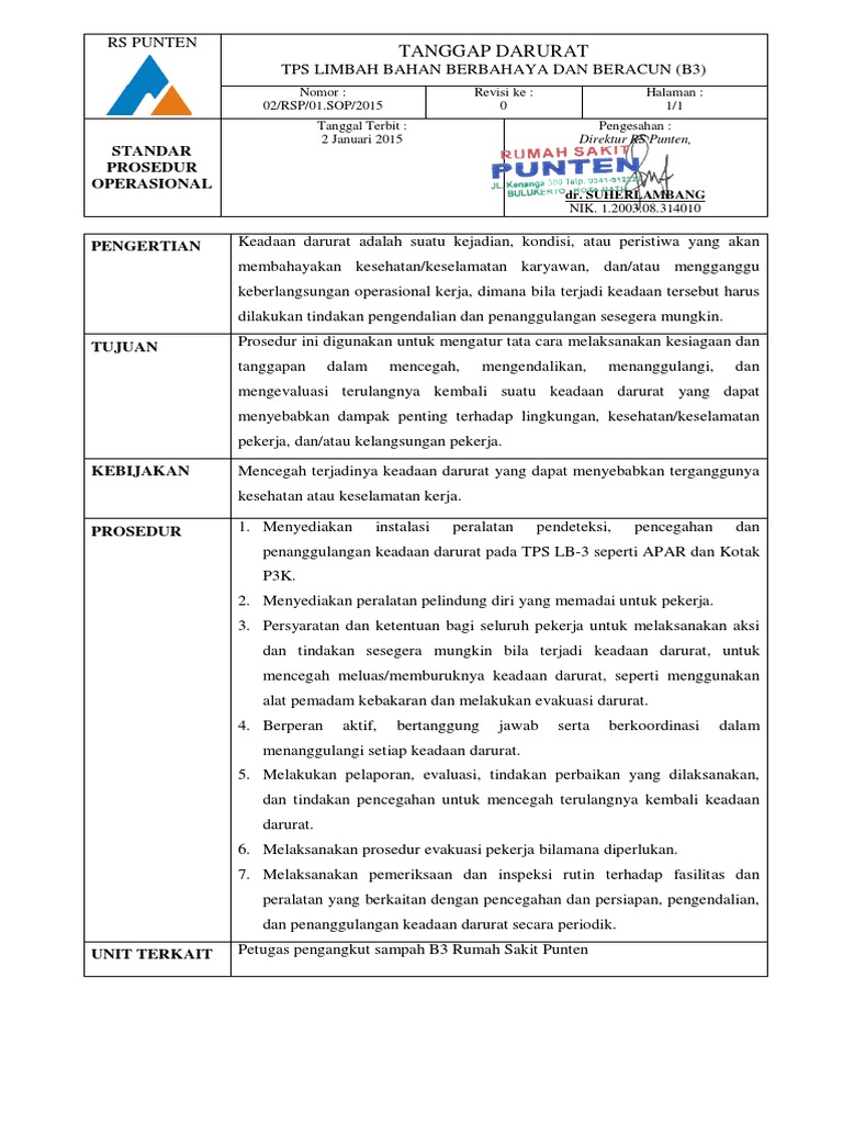 SOP Tanggap Darurat TPS LB3 | PDF