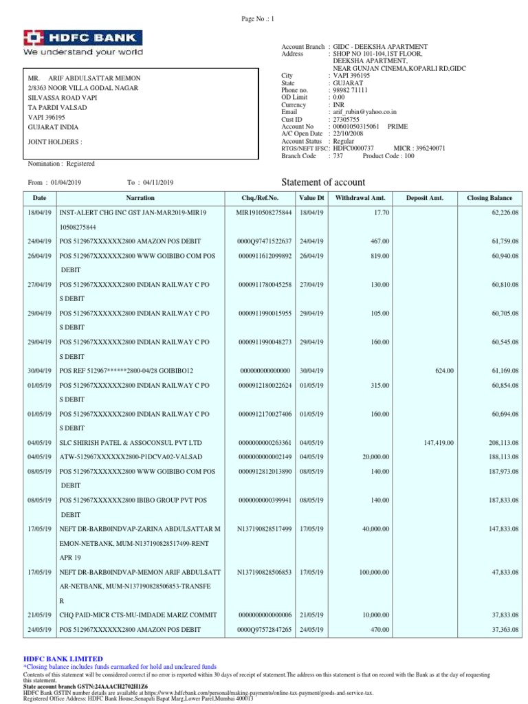 Bank Statement | PDF | Debits And Credits | Banks