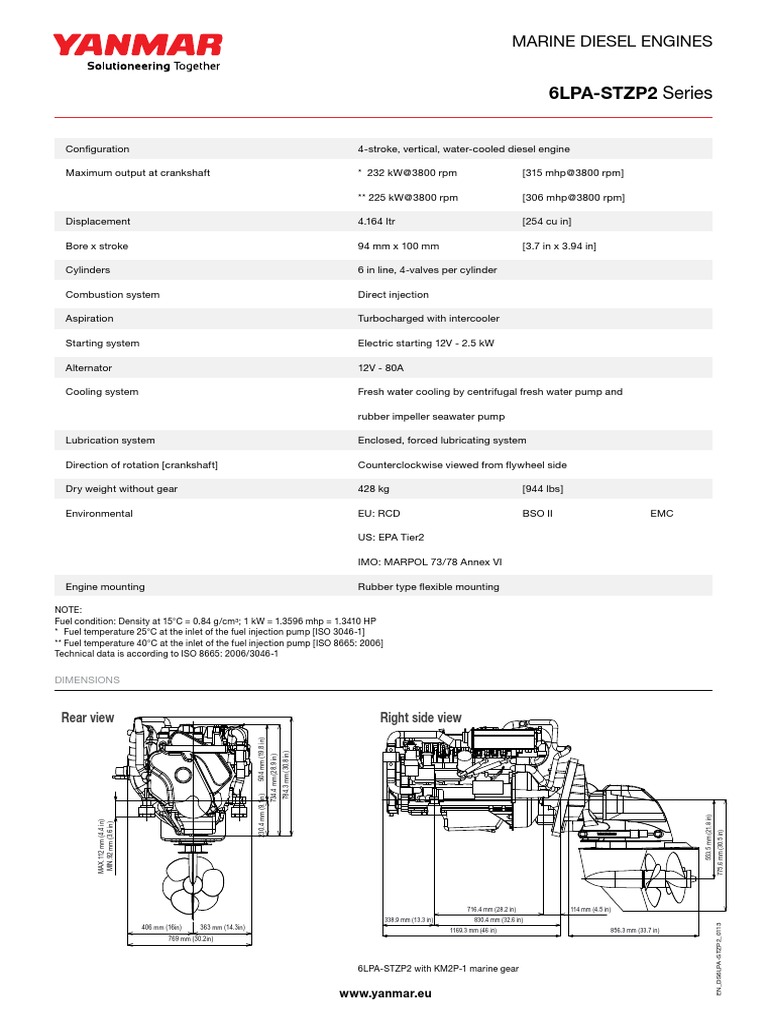 Yanmar 6LPA-STZP2 Engine Specifications | PDF | Diesel Engine ...