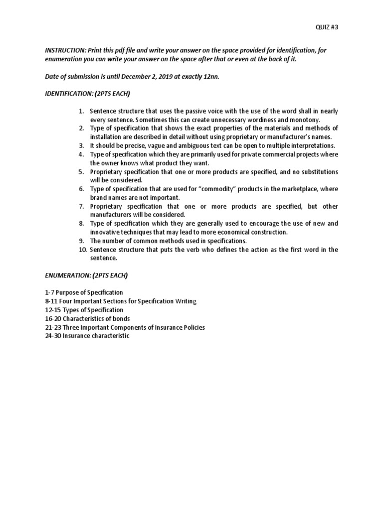Quiz #3 Identification and Enumeration | PDF