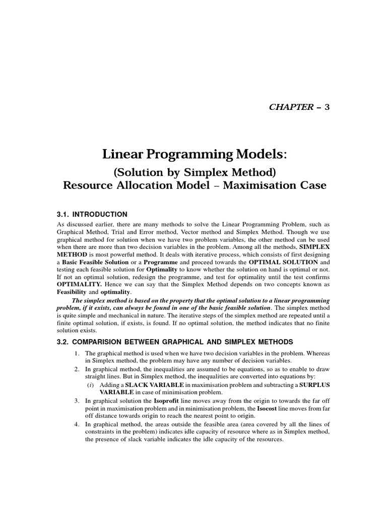 Linear Programming Simplex Method | Download Free PDF | Mathematical Optimization | Linear ...