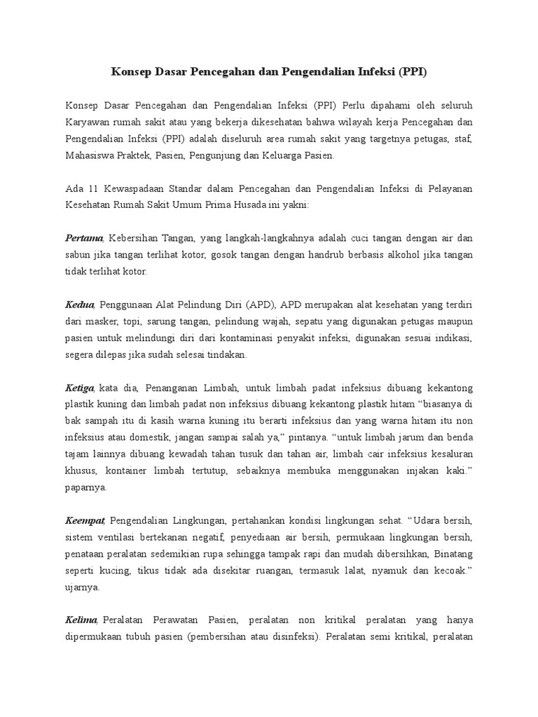 Konsep Dasar Pencegahan Dan Pengendalian Infeksi | PDF