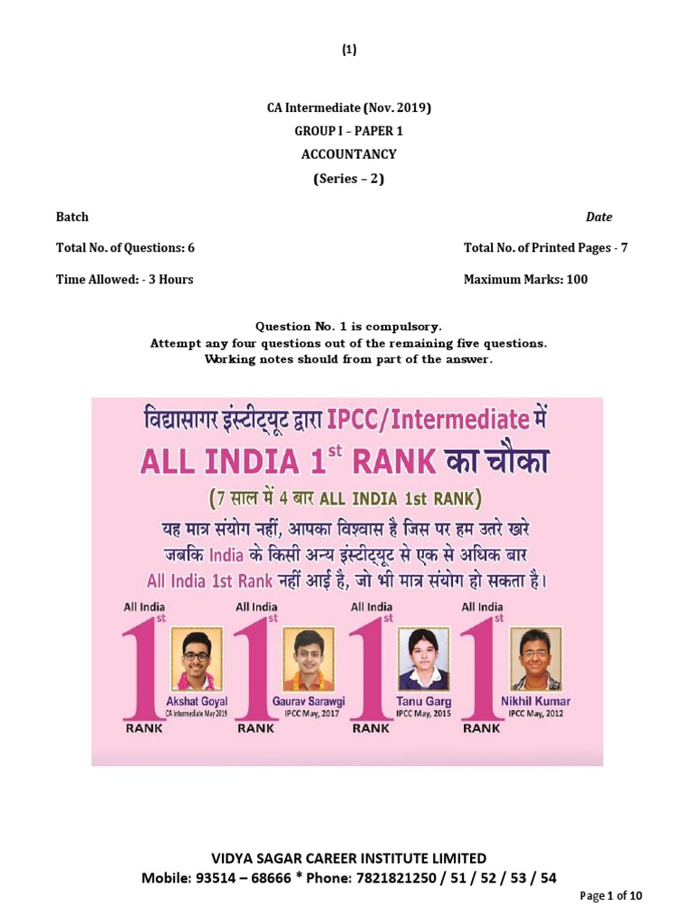 Intermediate - Accounts (19.07.2019) | PDF | Stocks | Expense