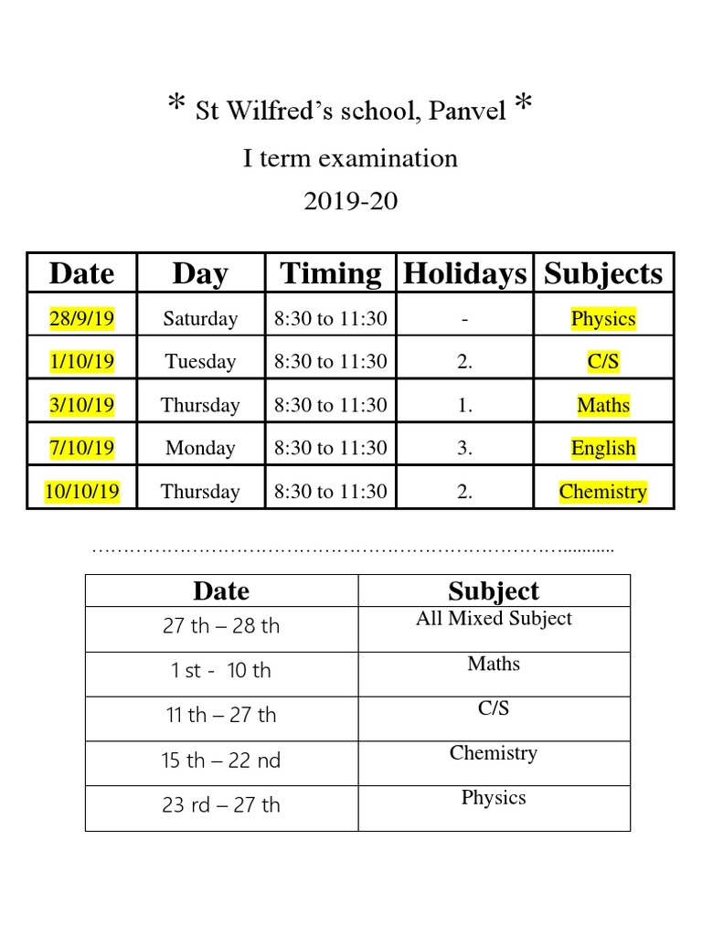 Time Table | PDF | Science & Mathematics