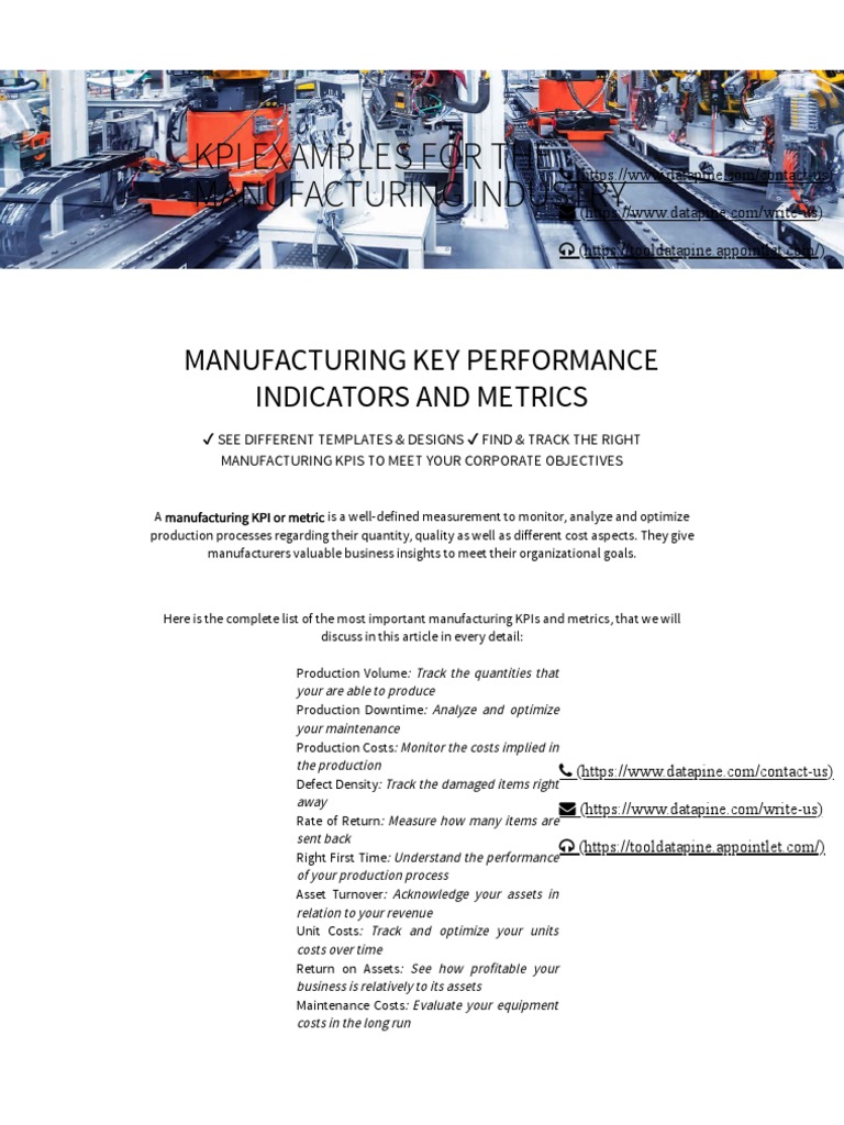 Manufacturing KPIs & Metrics - Explore The Best KPI Examples | PDF ...