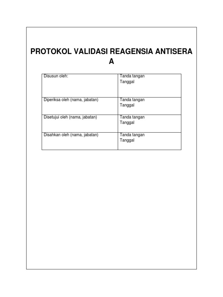 Protokol Validasi Reagensia Antisera A | PDF