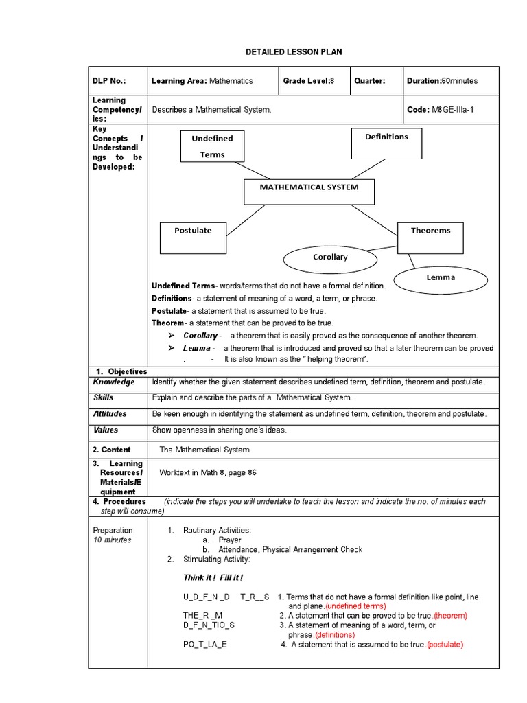 DLP 1 - Math8q3 | PDF | Line (Geometry) | Theorem