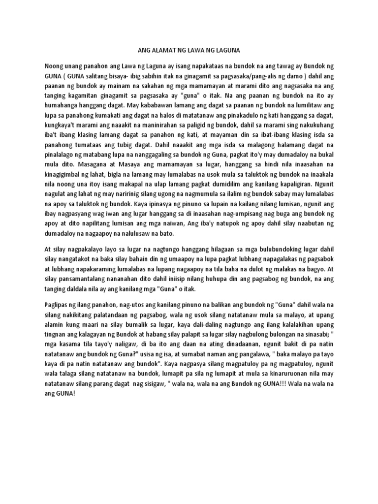 Ang Alamat NG Lawa NG Laguna | PDF