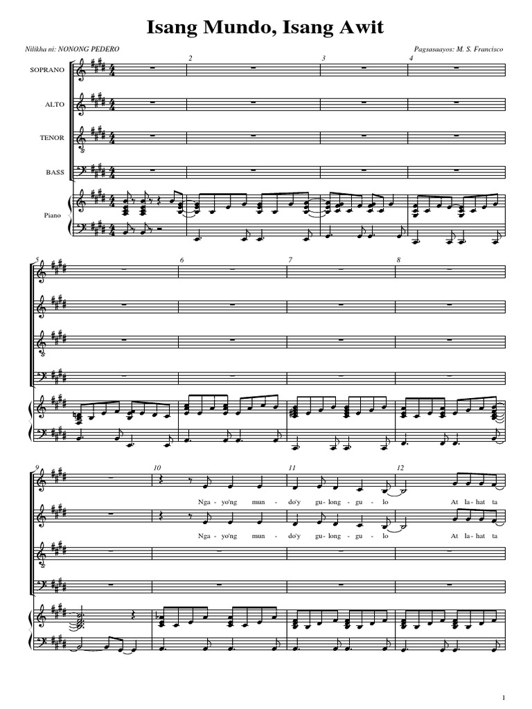 Isang Mundo, Isang Awit - Partition | PDF