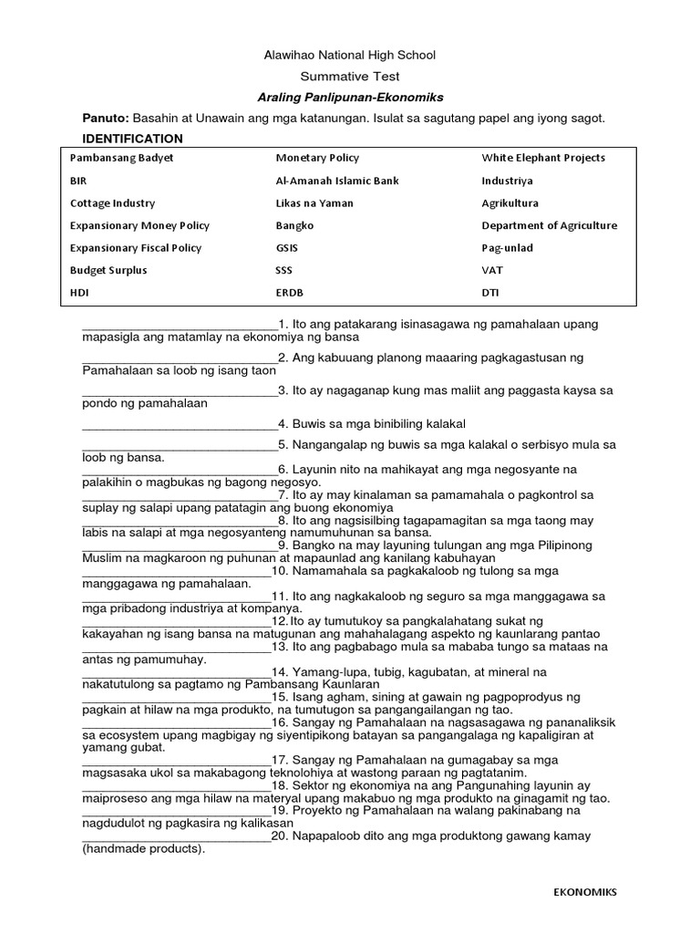 AP 4th Grading Summative | PDF