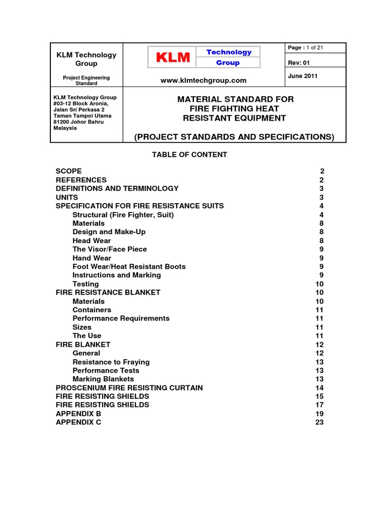 Fire Fighting Heat Resistant Equipment Standards | PDF | Fires ...
