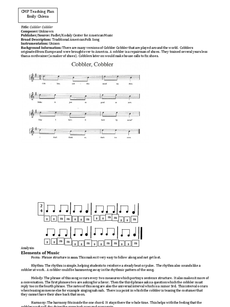 Cobbler Cobbler CMP Plan | PDF | Harmony | Rhythm