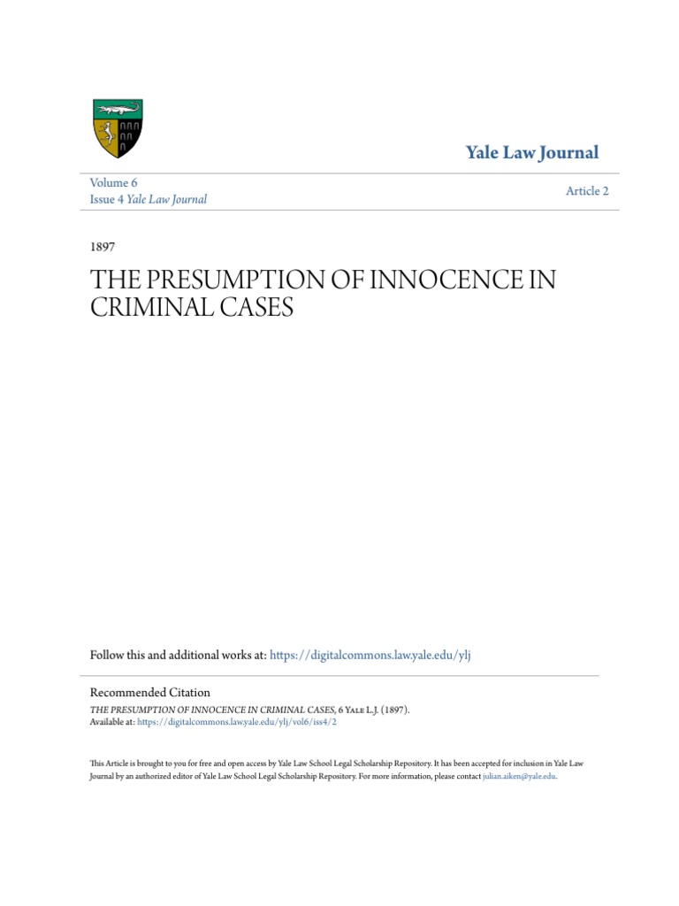 The Presumption of Innocence in Criminal Cases PDF | PDF | Presumption Of Innocence | Burden Of ...