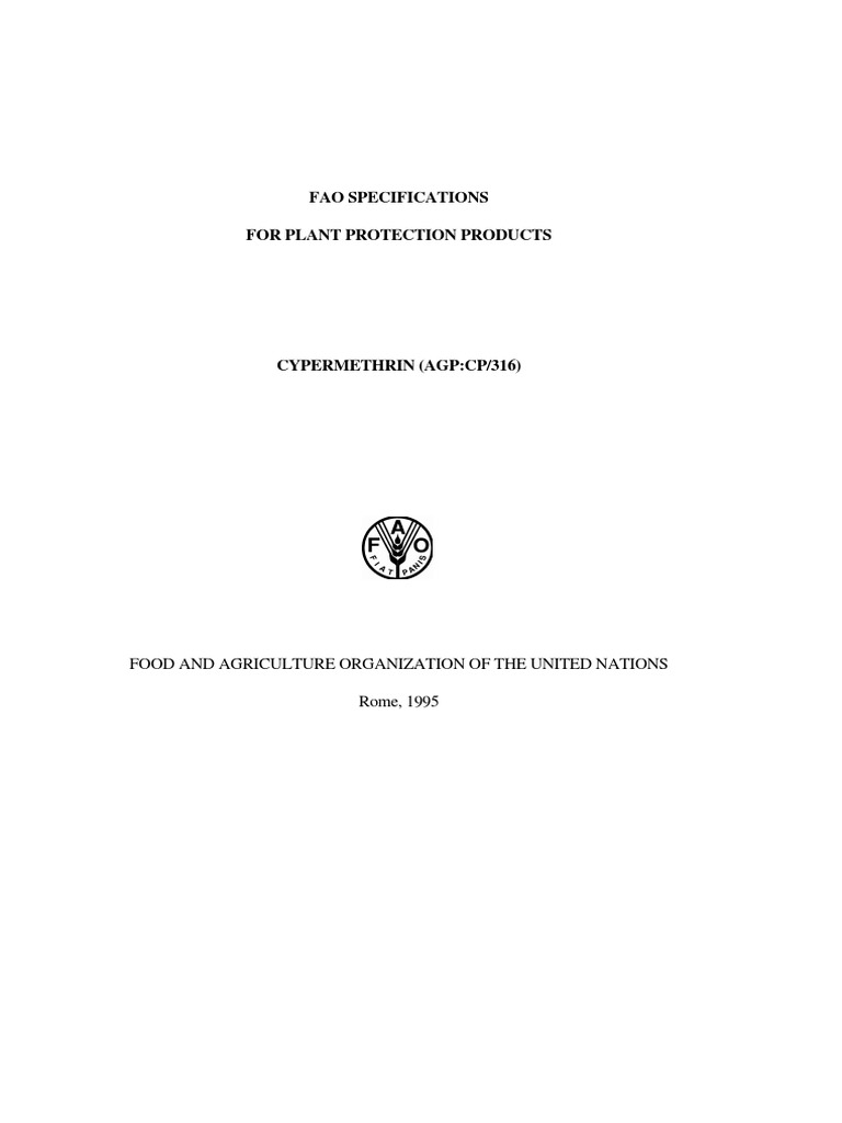 Cypermethrin FAO Specifications 1995 | PDF | Specification (Technical ...