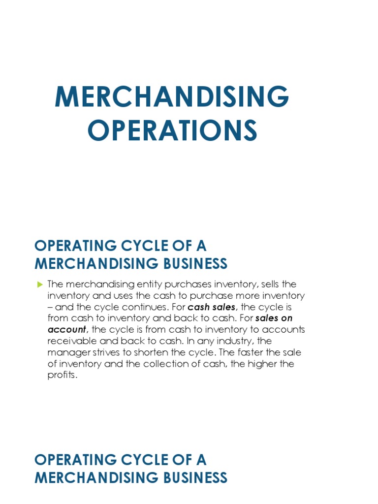 Merchandising Operations | PDF | Discounts And Allowances | Gross Income