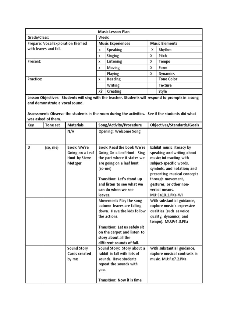 Kodaly 5 Part Lesson Plan Draft em | PDF | Singing | Musicology