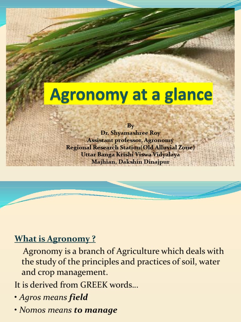 Agronomy at A Glance | PDF | Agronomy | Sowing