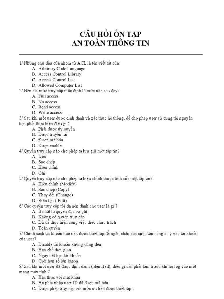 Trac Nghiem CSATTT | PDF