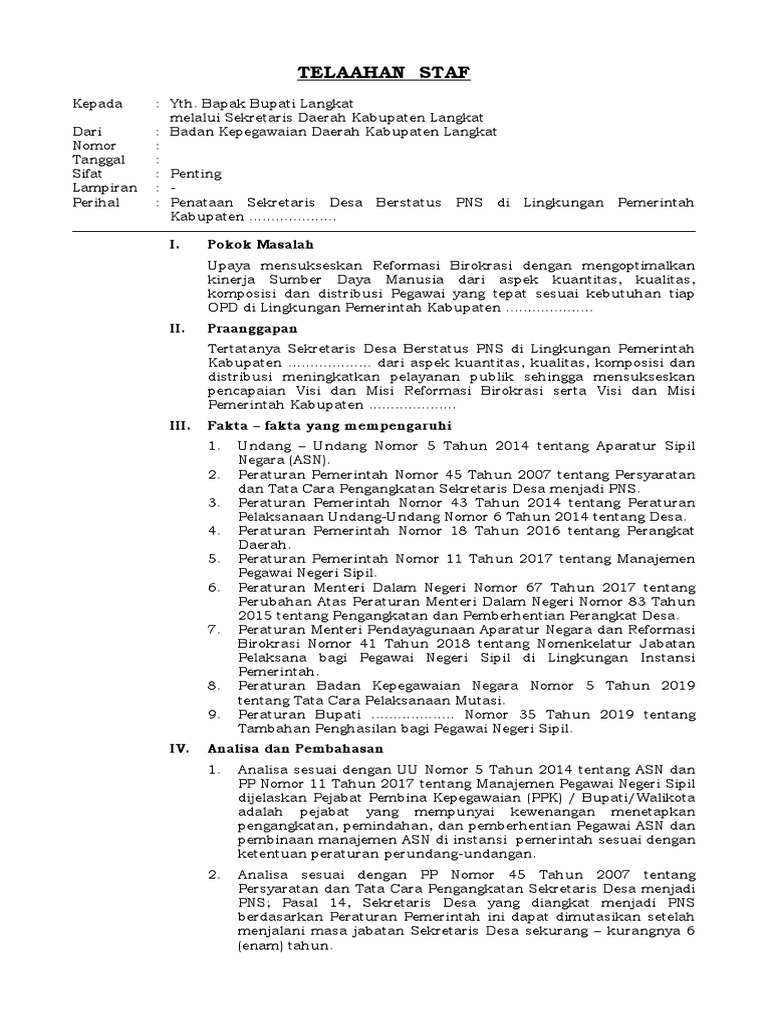 Telaah Staf | PDF