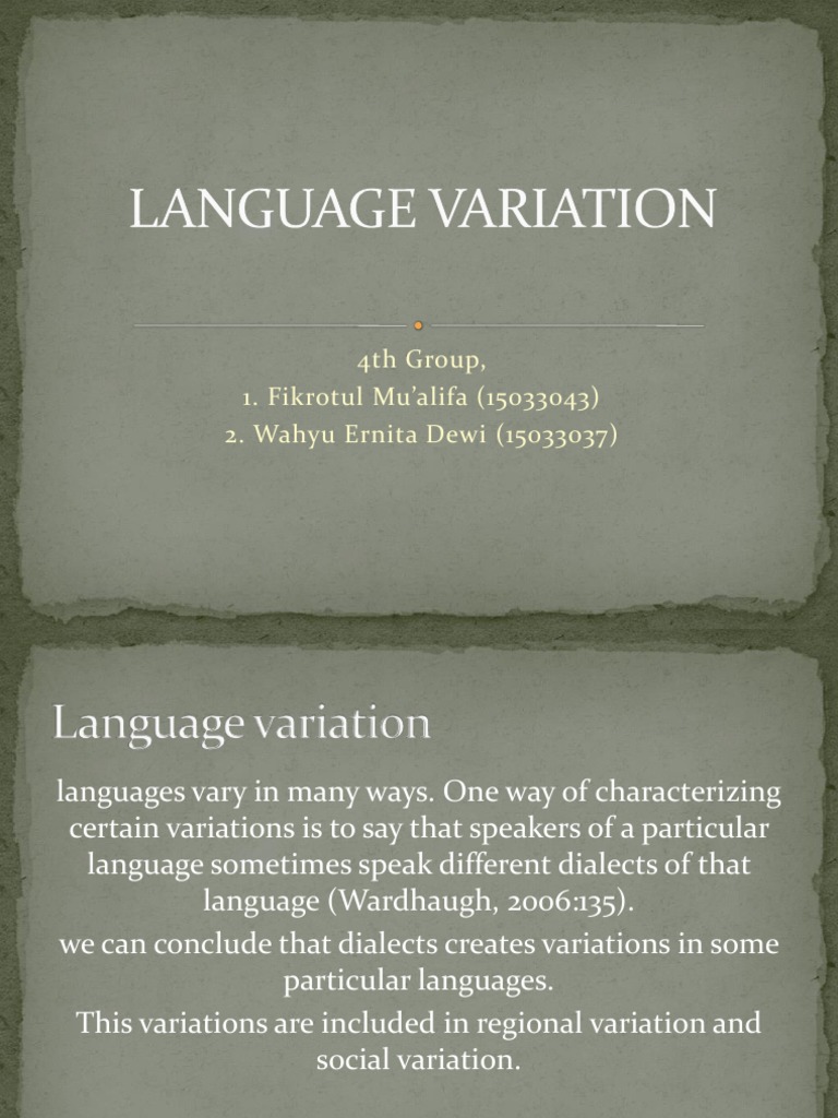 Language Variation | PDF | Sociolinguistics | Dialect