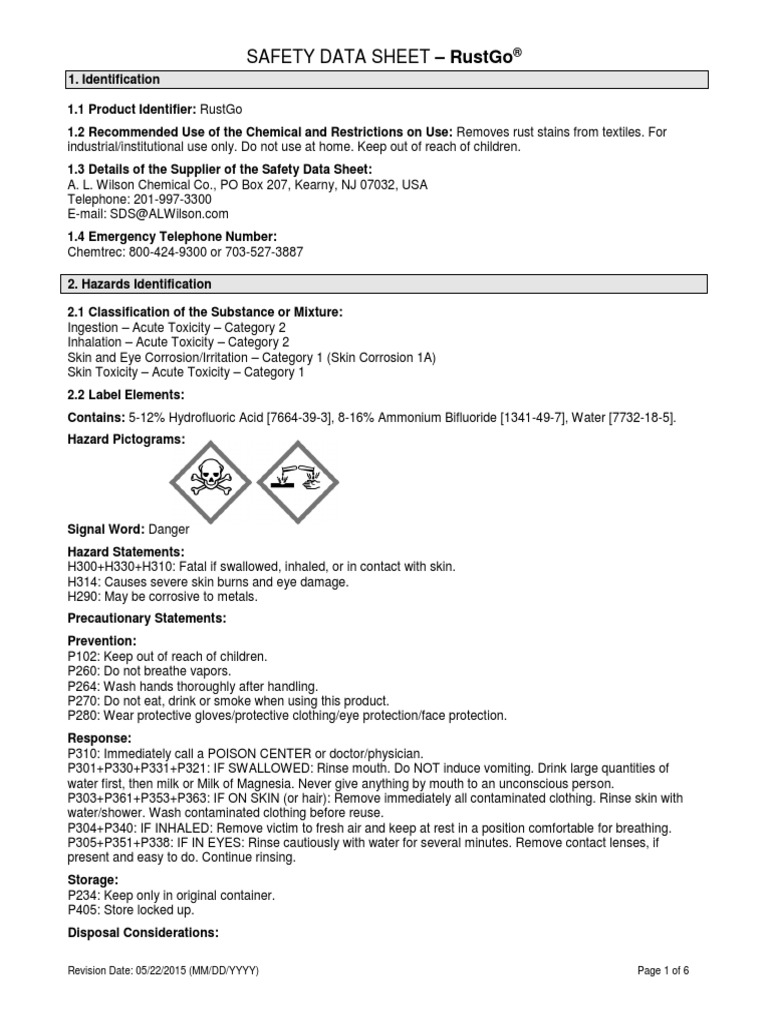 RustGo MSDS | PDF | Toxicity | Personal Protective Equipment