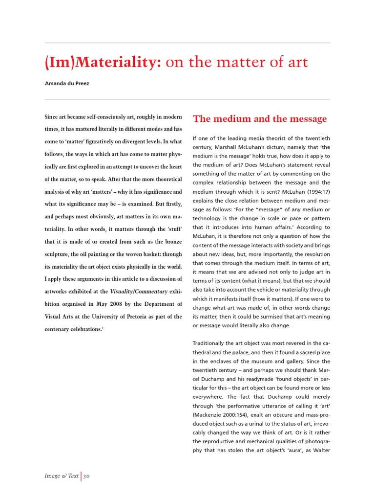 (Im) Materiality On The Matter of Art PDF | PDF | Georg Wilhelm ...