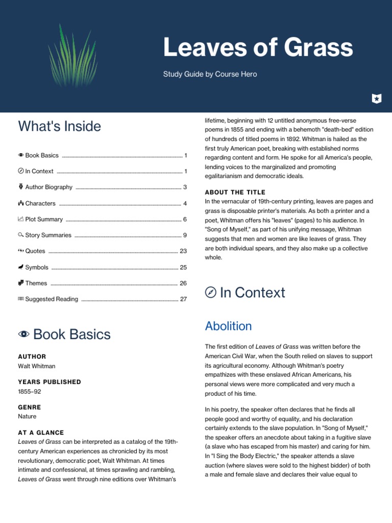 Leaves of Grass | PDF | Leaves Of Grass | Walt Whitman