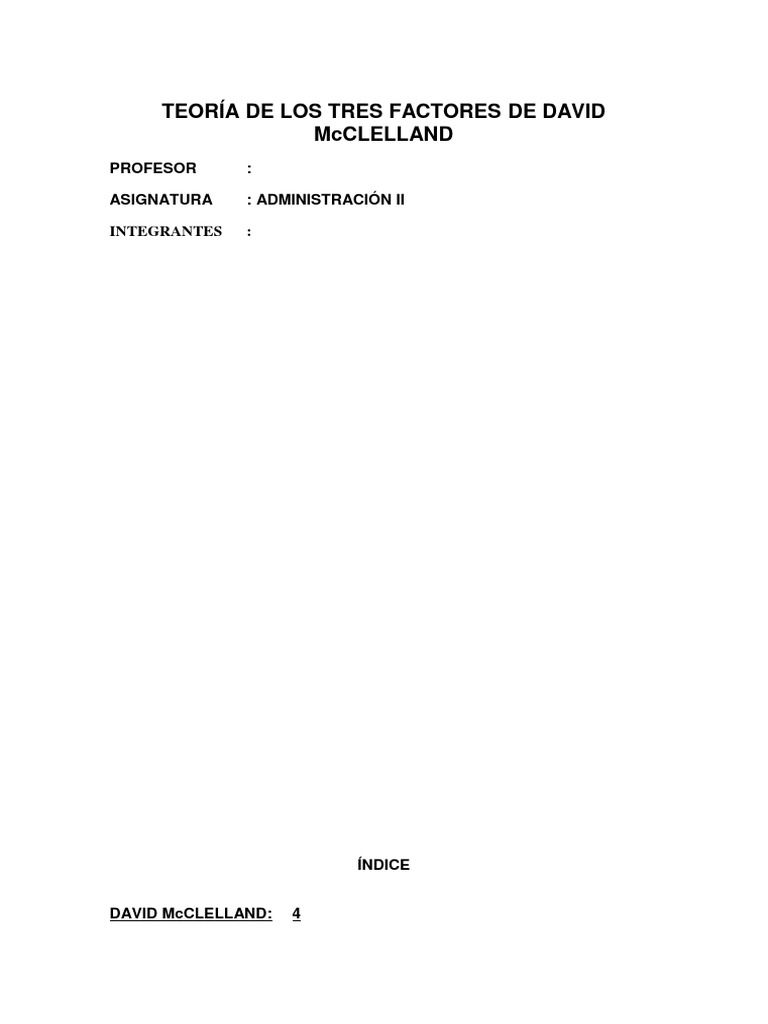 Teoría de Los Tres Factores de David Mcclelland | Descargar gratis PDF ...