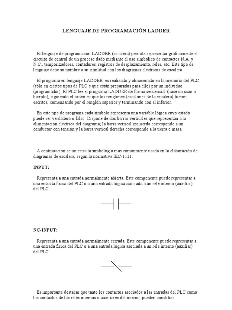 Lenguaje de Programación Ladder | PDF | Controlador lógico programable ...