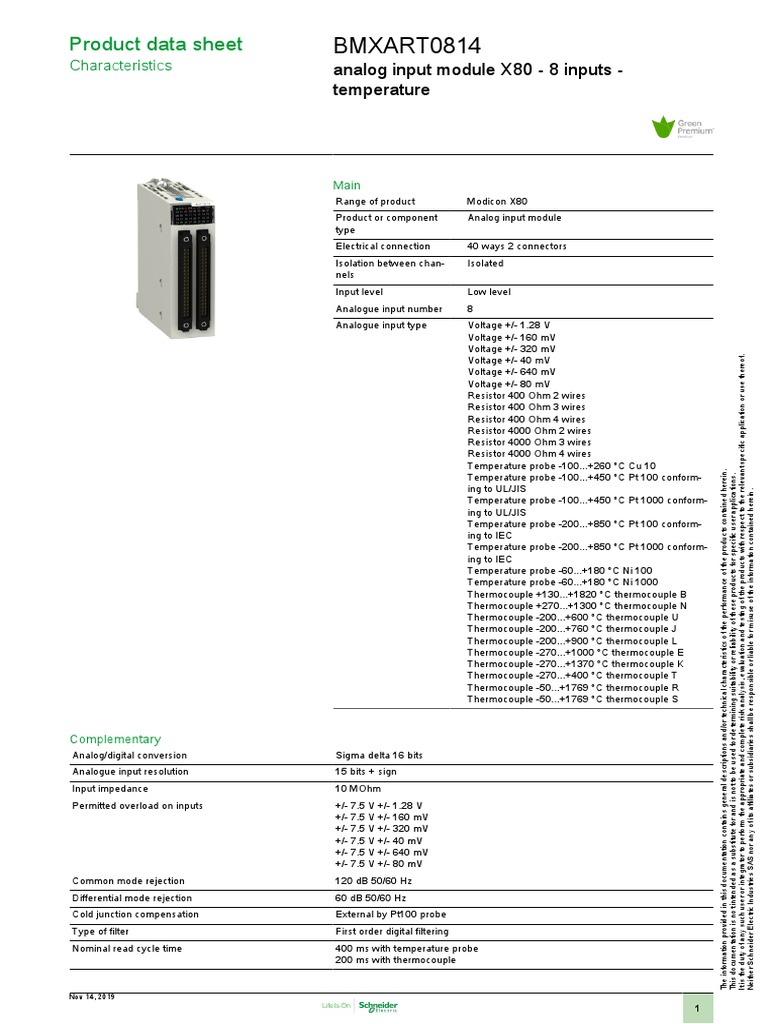 Modicon X80 BMXART0814 | PDF | Thermocouple | Resistor